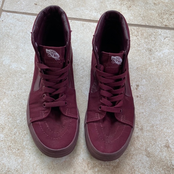 Vans | Shoes | Vans Maroon Burgundy Hightop Sneakers Size 65 Mens ...